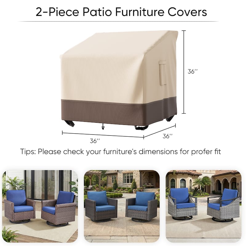 Meyreso 4-Piece 600D Heavy Duty Lawn Patio Conversation Set Cover ...