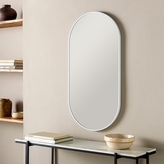 Livabliss Aranya Modern Aluminum Squared Oval Accent Mirror - Bed Bath ...