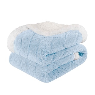 Blue Nile Mills Reversible Jacquard Lattice Plush Sherpa Fleece Blanket ...