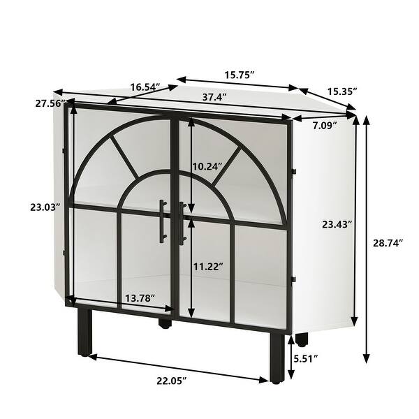 Glass Door Storage Corner Cabinet Hexagonal White Sideboard - Bed Bath ...