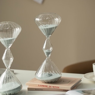 Glitzhome 11"H Set of 2 Geometric Tri-Layer Hourglasses with 60-Minute ...