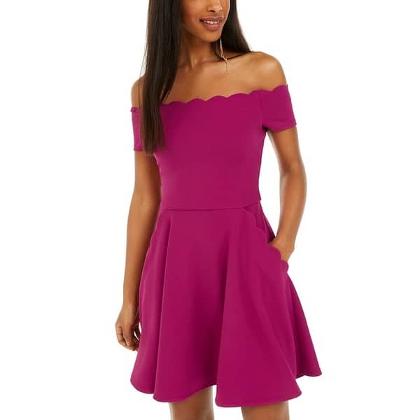 B Darlin Women's Short Sleeve Off Shoulder Micro Mini Party Dress ...