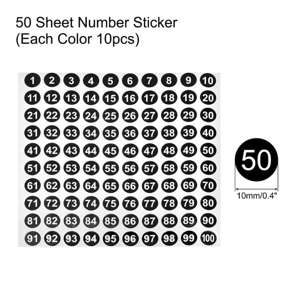 Number Stickers, 1-100 Round Number Labels Sticker 5 Colors, 50 Sheets - 5 Colors - Bed Bath ...