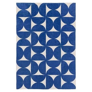 Tosa Blue and Ivory Geometric Washable Rug - Bed Bath & Beyond - 40313413