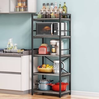 5-Tier Bakers Rack for Kitchen with Storage, Industrial Microwave Stand ...