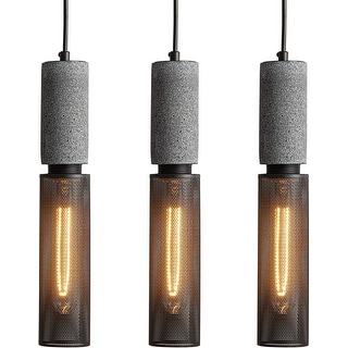 3 pack concrete linear pendant light modern industrial hanging cement ...