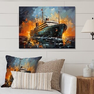 Designart "Boat Titanic Collage Interwoven I" Transportation Metal Wall ...