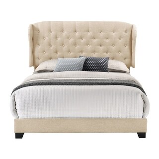 Ajustable Upholstered Platform Bed Frame with Wingback Headboard - Bed Bath & Beyond - 36357703
