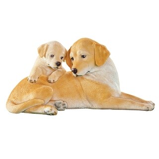 Hand-Painted Mother and Baby Labradors Resin Statue - 11.380 x 9.750 x ...