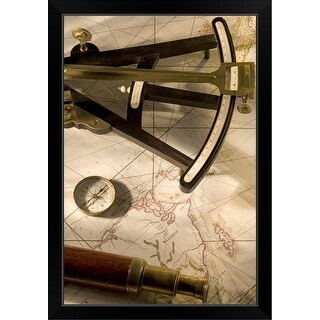 "Antique nautical navigation tools" Black Framed Print - Bed Bath ...