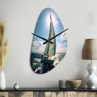 Sailing Boat Solitude Photo II - Sailing Wall Clocks in Asymmetrical ...