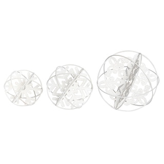 Transpac Metal 7.75 in. Gray Christmas Snowflake Orb Decor Set of 3 ...