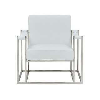 Stylish White Leatherette And Steel Chair - 31" x 31" x 33" - Bed Bath ...