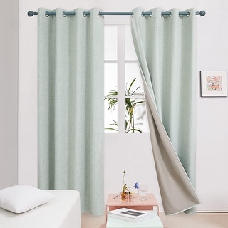 HLC.me Lattice Flocked 100% Complete Blackout Thermal Insulated Window Curtain Grommet Panels ...