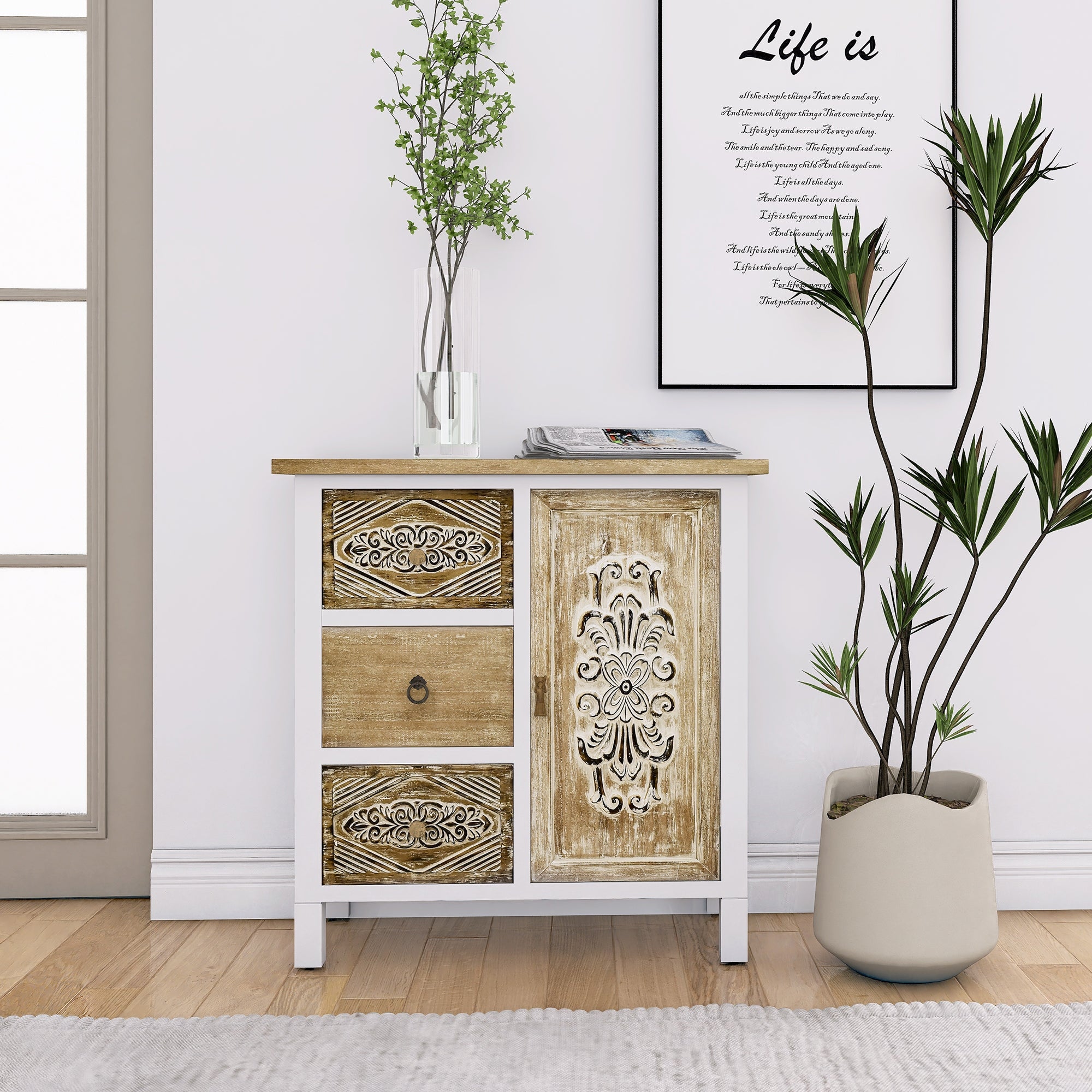31.75 Tall Wood 1 Door Accent Cabinet in White Washed 31.50 On Sale Bed Bath Beyond 39513823