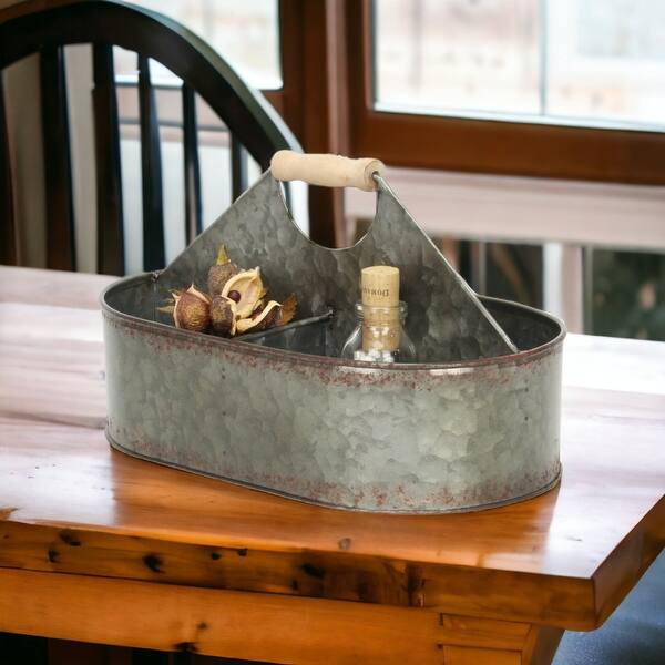 Silver Metal Large Oval Storage Slot Caddy - On Sale - Bed Bath ...