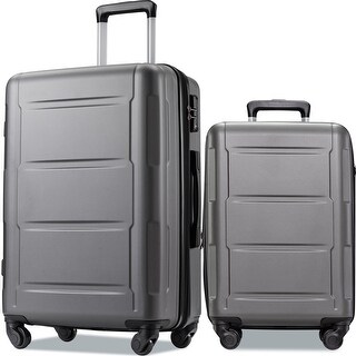 Expanable 100% ABS Lightweight Hard Case Spinner Wheel Luggage, Grey ...