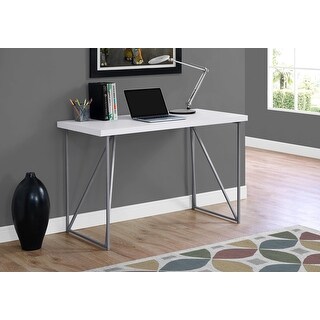 White Silver Metal 48nch Computer Desk - Bed Bath & Beyond - 30541653
