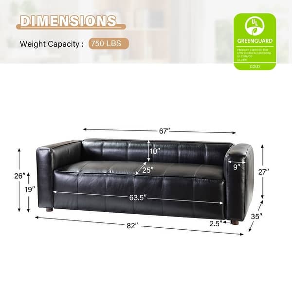 HULALA HOME Donia Mid-Century Modern Leather 82" Curved Sofa with ...