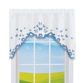 Embroidered Fluttering Butterflies Swag Window Valance - 6.250 x 6.250 ...