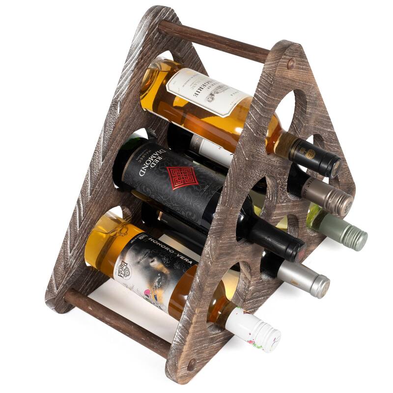 Rustic State Marche Triangle Table Top Wood Wine Rack - Overstock ...