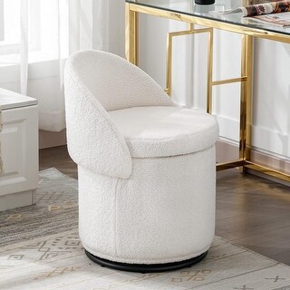 Round Swivel Ottoman with Foldable Backrest and Storage, Upholstered ...
