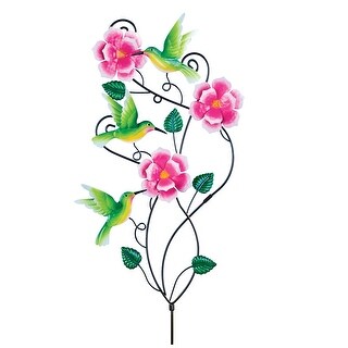 Hummingbirds & Scrolling Vines Floral Garden Stake - 17.250 x 12.500 x ...