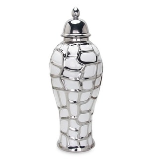 Regal White and Silver Ginger Jar with Removable Lid - Bed Bath ...