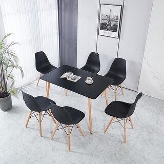Modern Style Dining Set with Rectangular MDF Table and Solid Back Metal ...