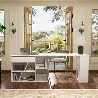 Ample Storage Space in a Sleek, White Office Desk - Versatile Design ...