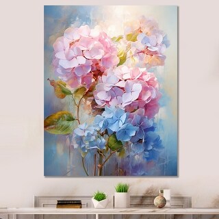 Designart "Delicate Hydrangea Bouquet Tender Pastel I" Hydrangea Canvas ...