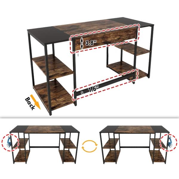 55 inch Computer Desk with 4 Storage Shelves - Bed Bath & Beyond - 36292621