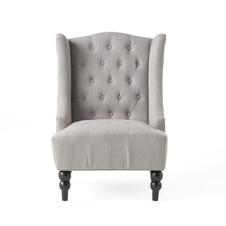 Silver Wingback Chair with Button-Tufted Diamond Stitching - Elegant ...