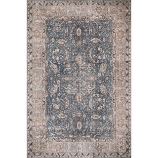Domani Grove Machine Washable Distressed Grey Medallion Area Rug - On ...
