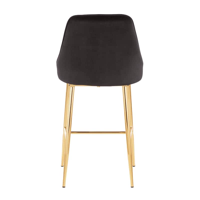 LumiSource Marcel Glam Velvet Gold Metal Counter Stools (Set of 2) - On ...