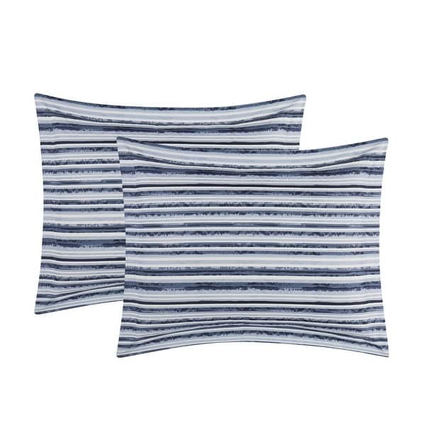 Style 212 Stripe Blue/Grey 7 Piece Bed in a Bag - Bed Bath & Beyond ...