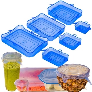 Silicone Stretch Food Lids 6 Rectangular Pack - Reusable Leak-Proof ...