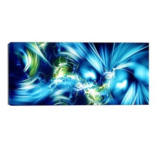 Design Art "Green and Blue Shine" Contemporary Canvas Art Print - 32x16 ...