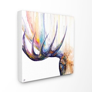 Stupell Rainbow Watercolor Dripping Moose Antlers Canvas Wall Art, 17 x ...
