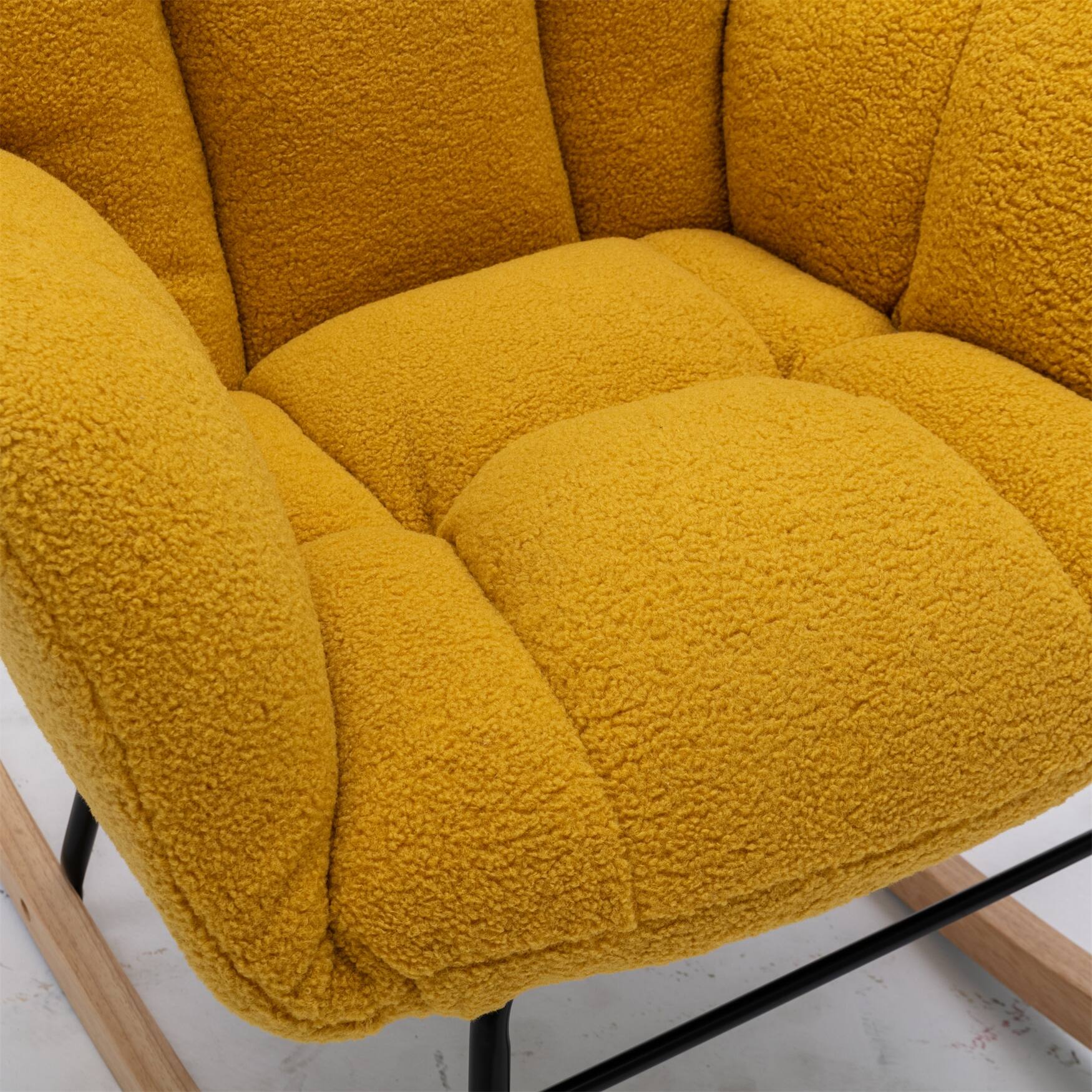 Modern Teddy Fabric Tufted Upholstered Rocking Chair Padded Seat Bed