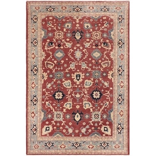 Oriental Ziegler Verna Red Blue Hand-Knotted Wool Rug - 10'2" x 14'9 ...