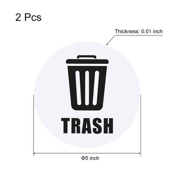 Trash Stickers Decals Bin Labels 5" Large Vinyl for Trash Can, White ...