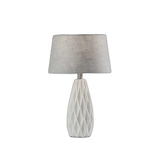 Set of 2 White Ceramic Geometric Base Table Lamp - 13.75 x 13.75 x 22.5 ...