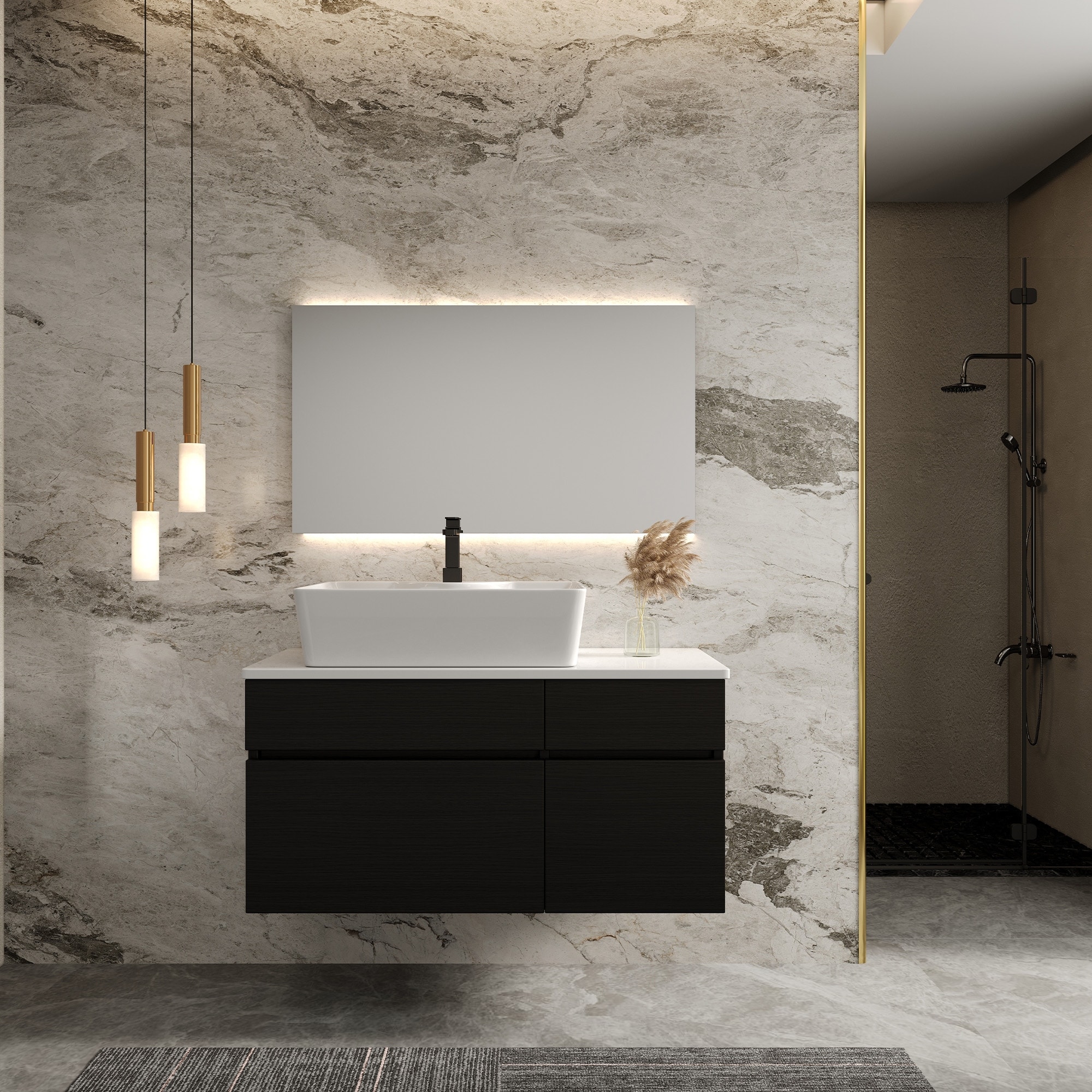 Modern Bathroom Single Vanity, Dexter - Bed Bath & Beyond - 31098560