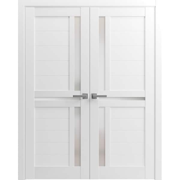 Solid French Double Doors 36 x 80 inches | Veregio 7288 White Silk with ...