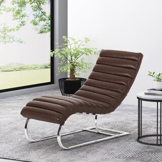 Modern 56.25" Chaise Lounge Chair with S-Shape Seat and Stainless Steel ...