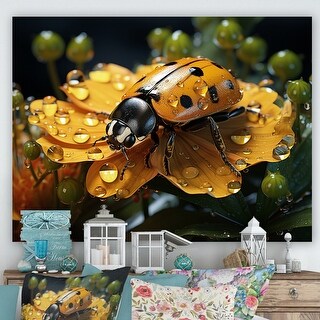 Designart "Sunshine Ladybug Travel Splendor " Ladybugwall Art - Bed ...