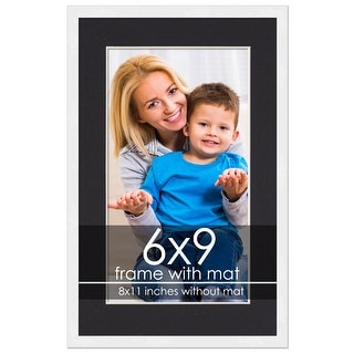 6x9 Frame with Mat - White 8x11 Frame Wood Made to Display Print or ...