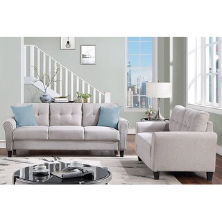 2-Piece Sofa Sets Linen Upholstered Modern Living Room Couch, 2+3 ...