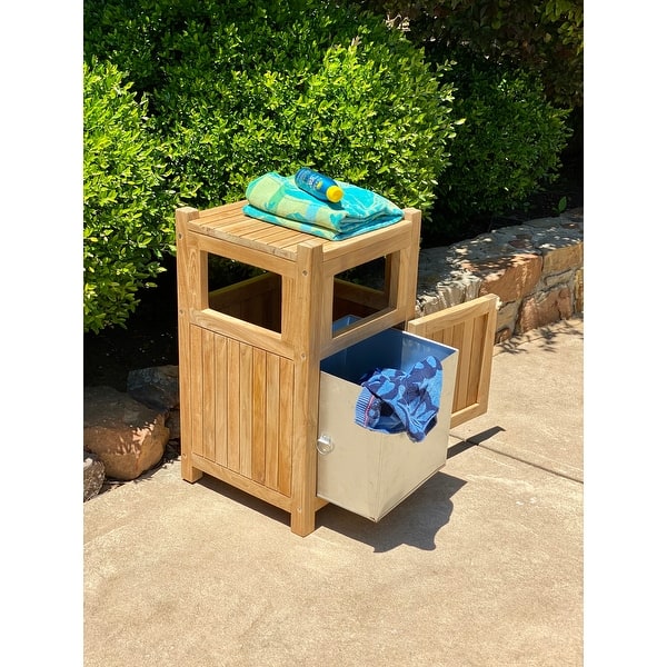 Laurel Teak Outdoor Hamper Outdoor Waste Basket - Bed Bath & Beyond ...